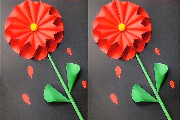 How to make an easy big red flower with paper? - DIY ART PINS