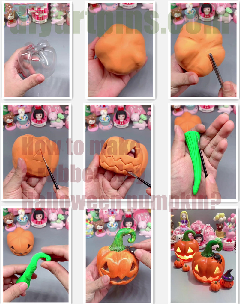 How to make a rubber clay Halloween pumpkin？ - DIY ART PINS