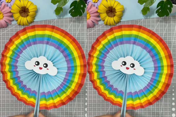 How to make a paper rainbow fan in summer? - DIY ART PINS